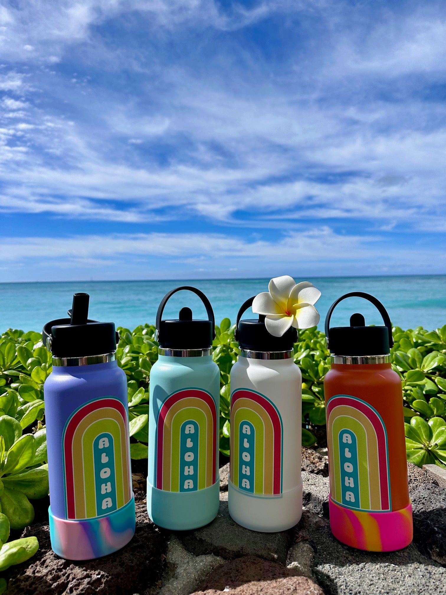 Hydro Flask - Aloha Rainbow Design Wide Mouth with Straw Cap 32oz ハイドロフ ...